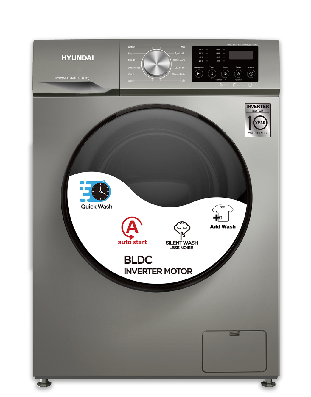 Hyundai 7KG Front Load Washing Machine || HYWM-FL07-BLCK – Shuvdeals